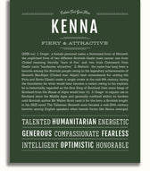 Kenna Personalized Name Meaning Art Prints – Name Stories