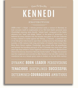 Kennedi Personalized Name Meaning Art Prints – Name Stories