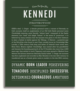 Kennedi Personalized Name Meaning Art Prints – Name Stories