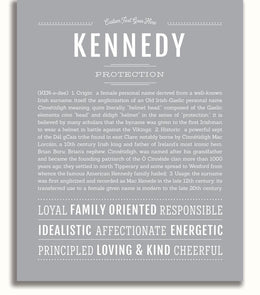 Kennedy Personalized Name Meaning Art Prints – Name Stories
