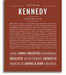 Kennedy Personalized Name Meaning Art Prints – Name Stories