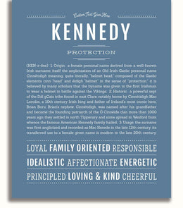 Kennedy Personalized Name Meaning Art Prints – Name Stories