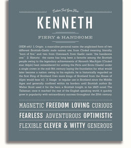 Kenneth Personalized Name Meaning Art Prints – Name Stories