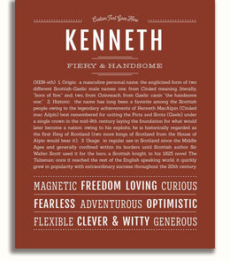 Kenneth Personalized Name Meaning Art Prints – Name Stories