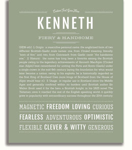 Kenneth Personalized Name Meaning Art Prints – Name Stories