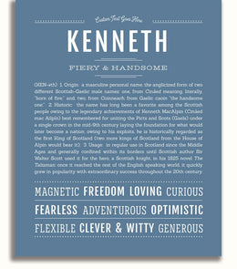 Kenneth Personalized Name Meaning Art Prints – Name Stories