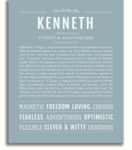 Kenneth Personalized Name Meaning Art Prints – Name Stories