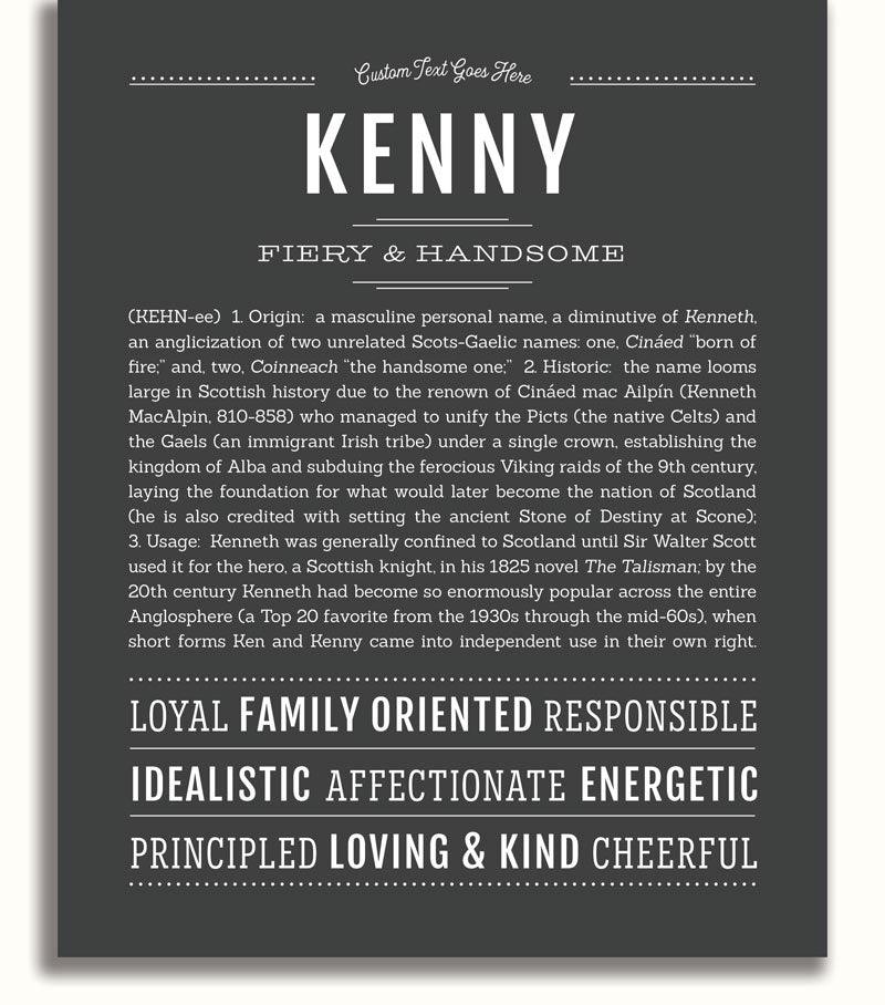 Kenny Personalized Name Meaning Art Prints – Name Stories