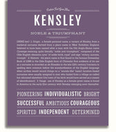Kensley Personalized Name Meaning Art Prints – Name Stories