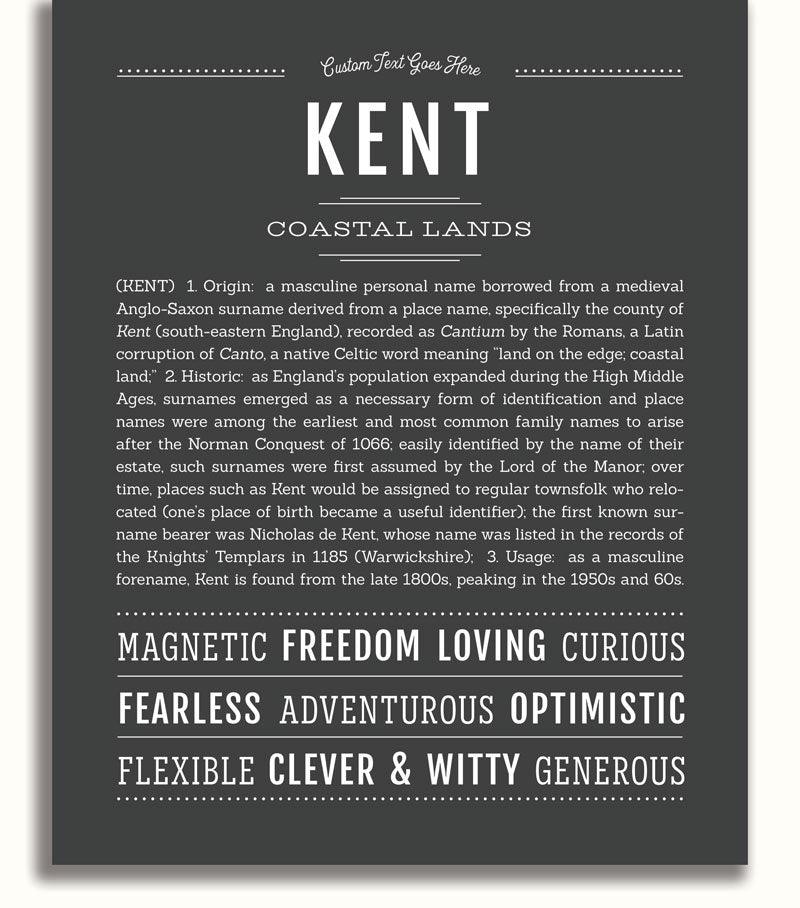 Kent Personalized Name Meaning Art Prints – Name Stories