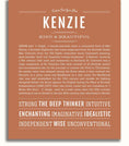 Kenzie Personalized Name Meaning Art Prints – Name Stories