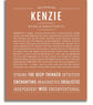 Kenzie Personalized Name Meaning Art Prints – Name Stories