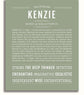 Kenzie Personalized Name Meaning Art Prints – Name Stories