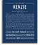 Kenzie Personalized Name Meaning Art Prints – Name Stories