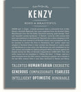 Kenzy Personalized Name Meaning Art Prints – Name Stories