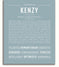 Kenzy Personalized Name Meaning Art Prints – Name Stories