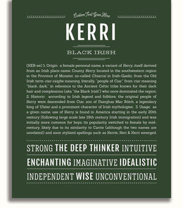 Kerri Personalized Name Meaning Art Prints – Name Stories