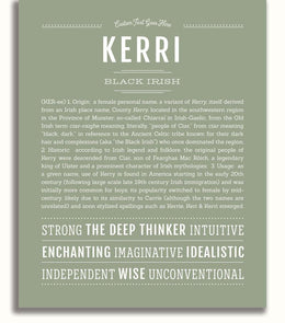 Kerri Personalized Name Meaning Art Prints – Name Stories