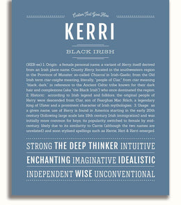 Kerri Personalized Name Meaning Art Prints – Name Stories