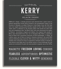 Kerry Personalized Name Meaning Art Prints – Name Stories
