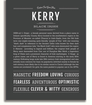 Kerry Personalized Name Meaning Art Prints – Name Stories