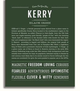 Kerry Personalized Name Meaning Art Prints – Name Stories