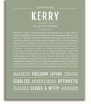 Kerry Personalized Name Meaning Art Prints – Name Stories