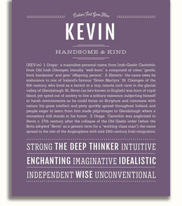 Kevin Personalized Name Meaning Art Prints – Name Stories