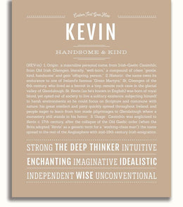 Kevin Personalized Name Meaning Art Prints – Name Stories
