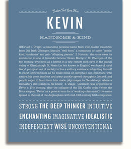 Kevin Personalized Name Meaning Art Prints – Name Stories