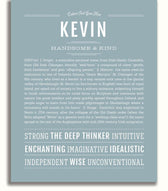 Kevin Personalized Name Meaning Art Prints – Name Stories