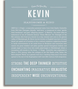 Kevin Personalized Name Meaning Art Prints – Name Stories