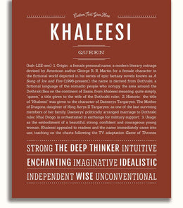 Khaleesi Personalized Name Meaning Art Prints – Name Stories