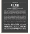 Khari Personalized Name Meaning Art Prints – Name Stories