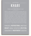 Khari Personalized Name Meaning Art Prints – Name Stories