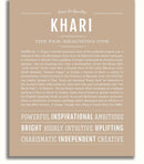 Khari Personalized Name Meaning Art Prints – Name Stories
