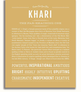 Khari Personalized Name Meaning Art Prints – Name Stories
