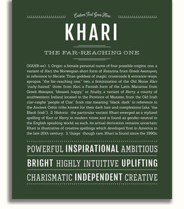Khari Personalized Name Meaning Art Prints – Name Stories