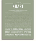 Khari Personalized Name Meaning Art Prints – Name Stories