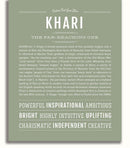 Khari Personalized Name Meaning Art Prints – Name Stories