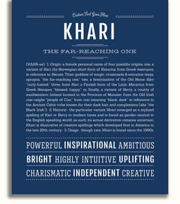 Khari Personalized Name Meaning Art Prints – Name Stories