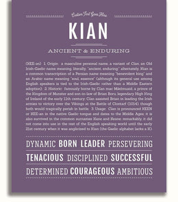Kian Personalized Name Meaning Art Prints – Name Stories
