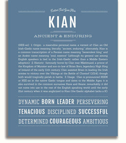 Kian Personalized Name Meaning Art Prints – Name Stories