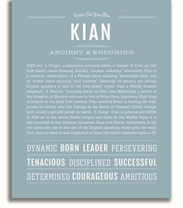Kian Personalized Name Meaning Art Prints – Name Stories