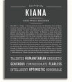 Kiana | Name Art Print – Name Stories