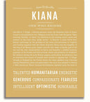 Kiana Personalized Name Meaning Art Prints – Name Stories