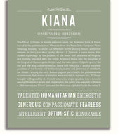 Kiana Personalized Name Meaning Art Prints – Name Stories