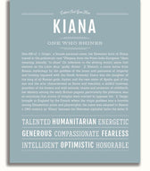 Kiana Personalized Name Meaning Art Prints – Name Stories