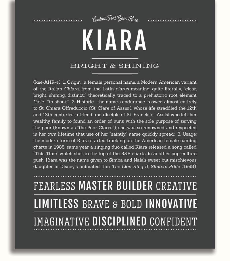 Kiara Personalized Name Meaning Art Prints – Name Stories