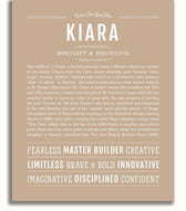 Kiara Personalized Name Meaning Art Prints – Name Stories